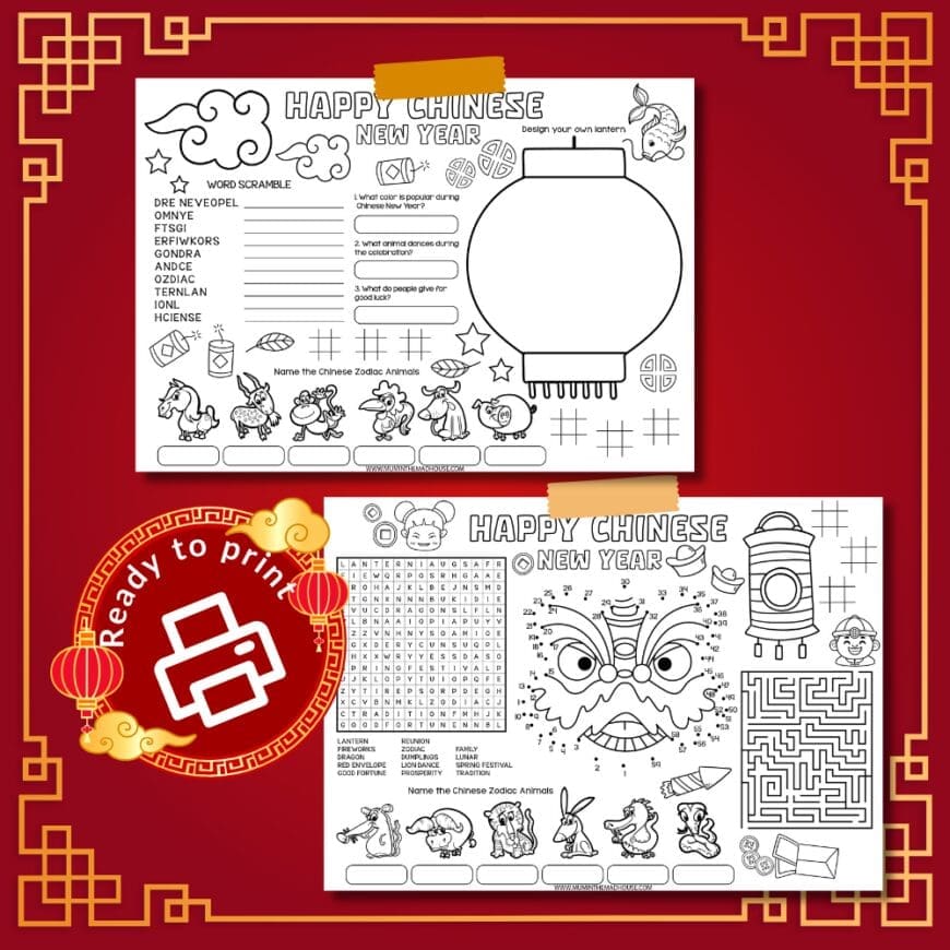 Free Printable Chinese New Year Activity Mats for Kids | Fun & Educational