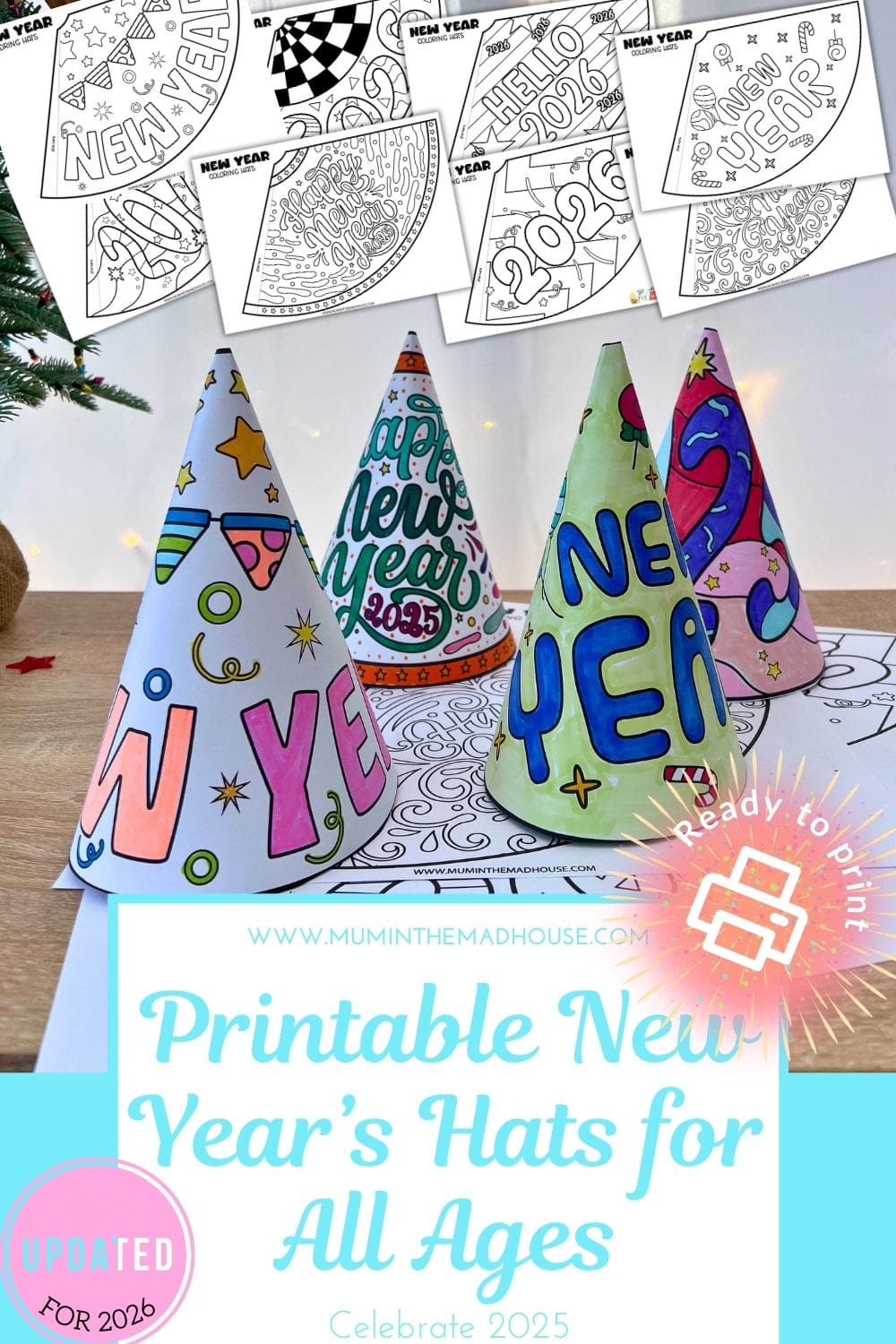8 Free Printable New Year’s Hats – Fun Craft for 2025 Celebrations