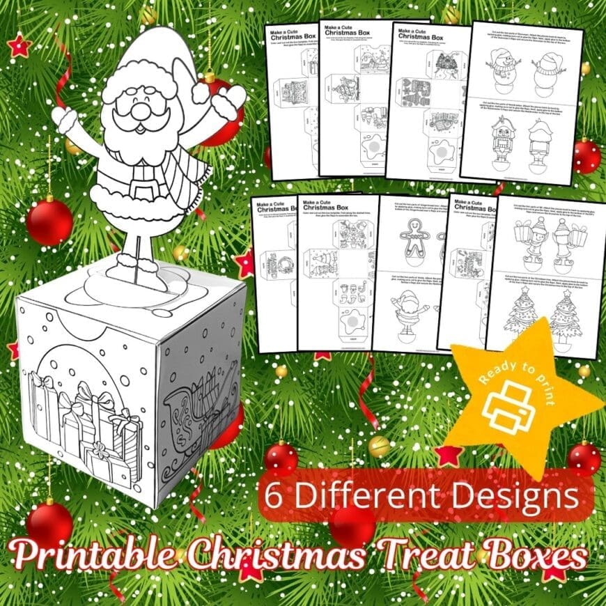 6 Free Printable Christmas Pop-Up Treat Boxes – Easy DIY Craft