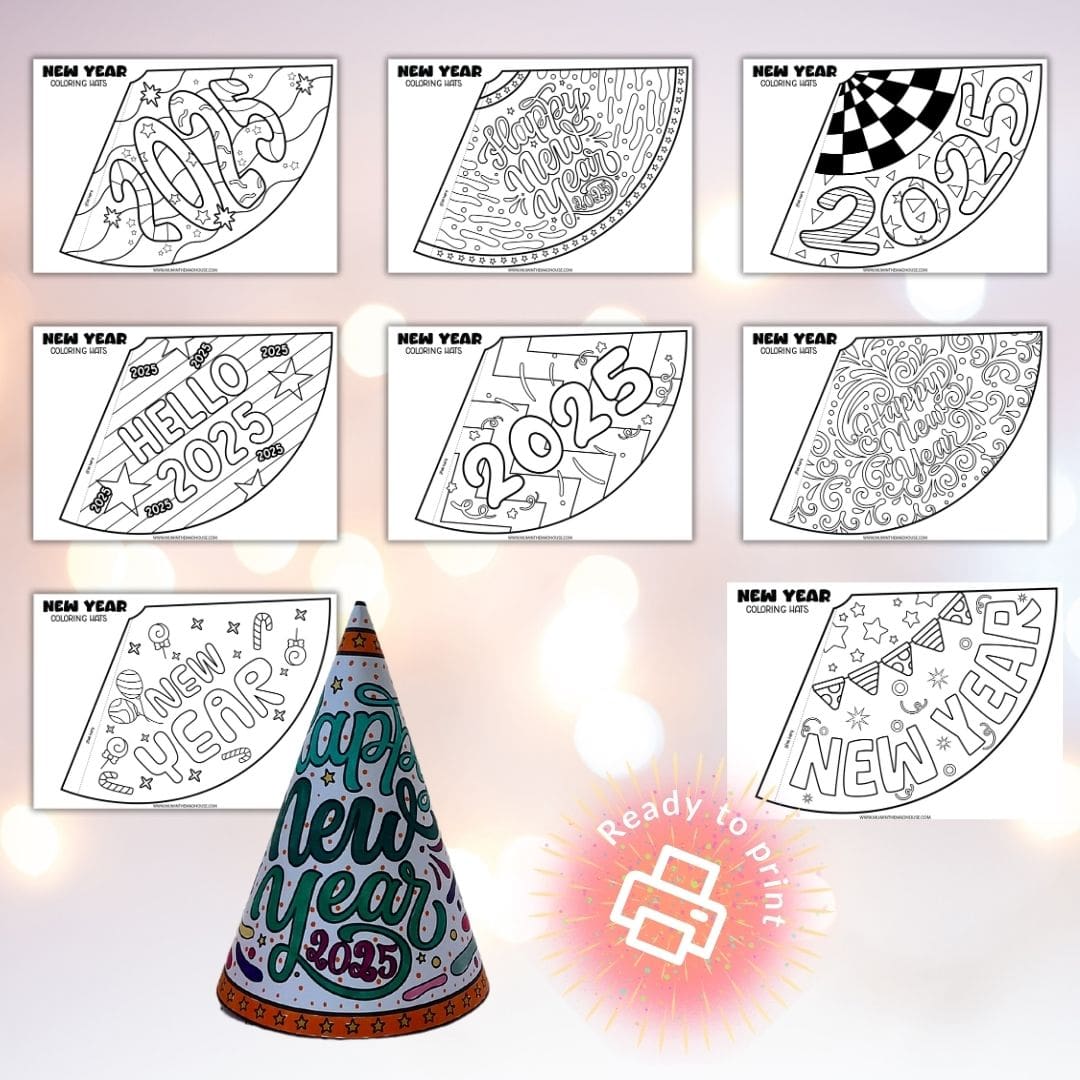 8 Free Printable New Year’s Hats – Fun Craft for 2025 Celebrations