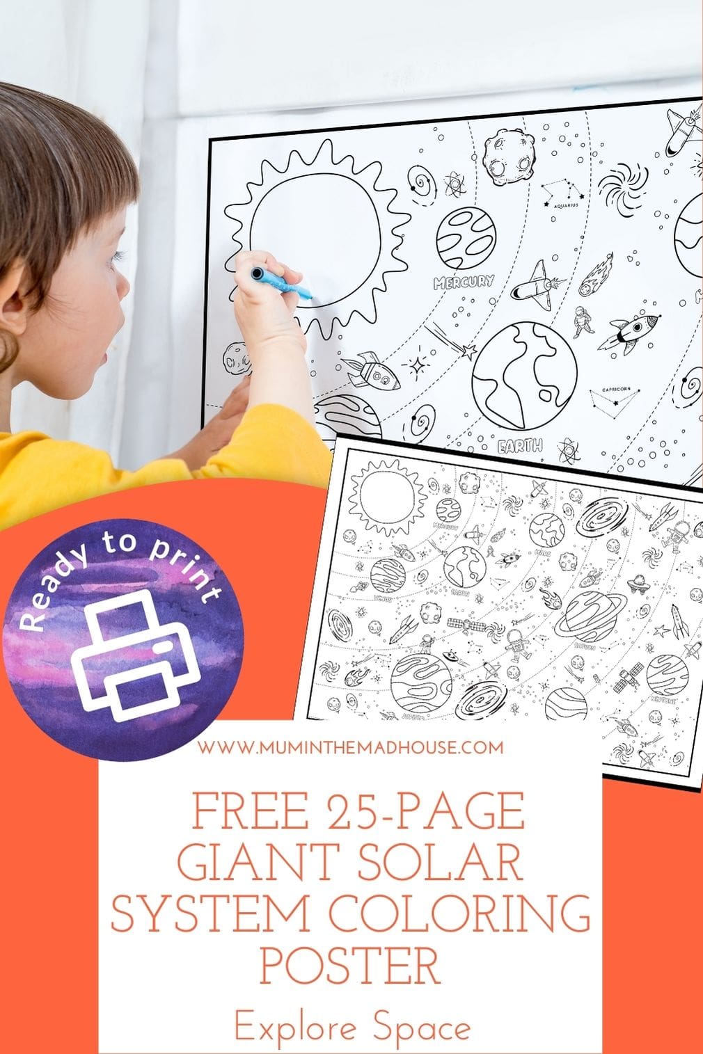 Free Giant Solar System Coloring Poster – 25 Pages of Fun & Learning