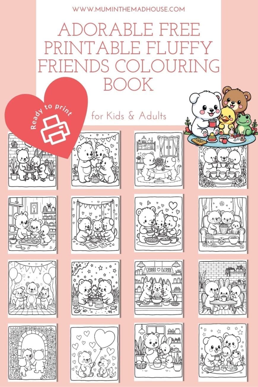 Free Printable Fluffy Friends Colouring Book – Cute & Simple Animal Designs
