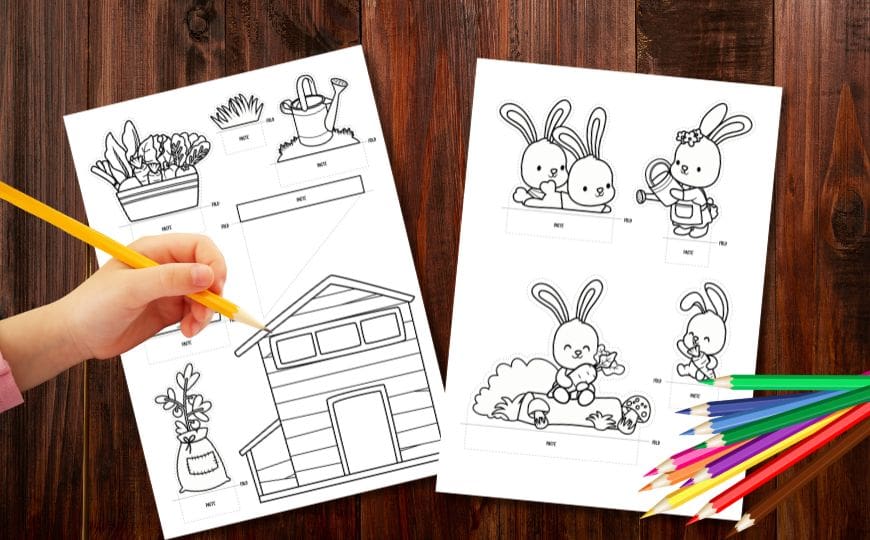 Rabbit Garden Paper Build – A Printable Springtime Playset for Kids ...