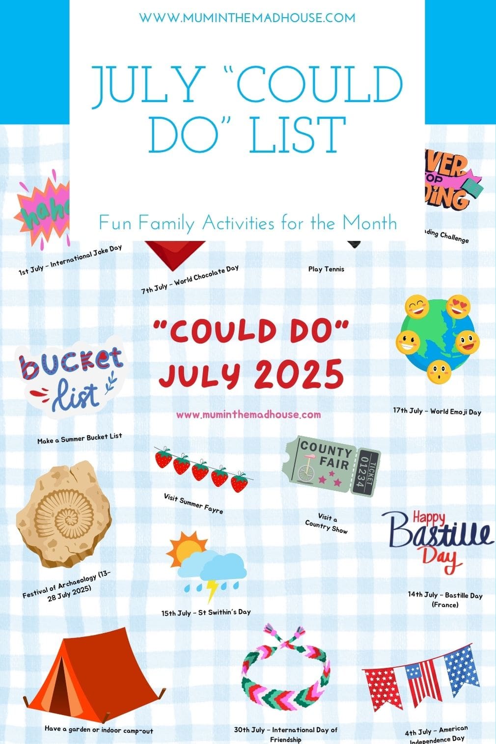 July Could Do List – Family Activities, Crafts & Celebrations