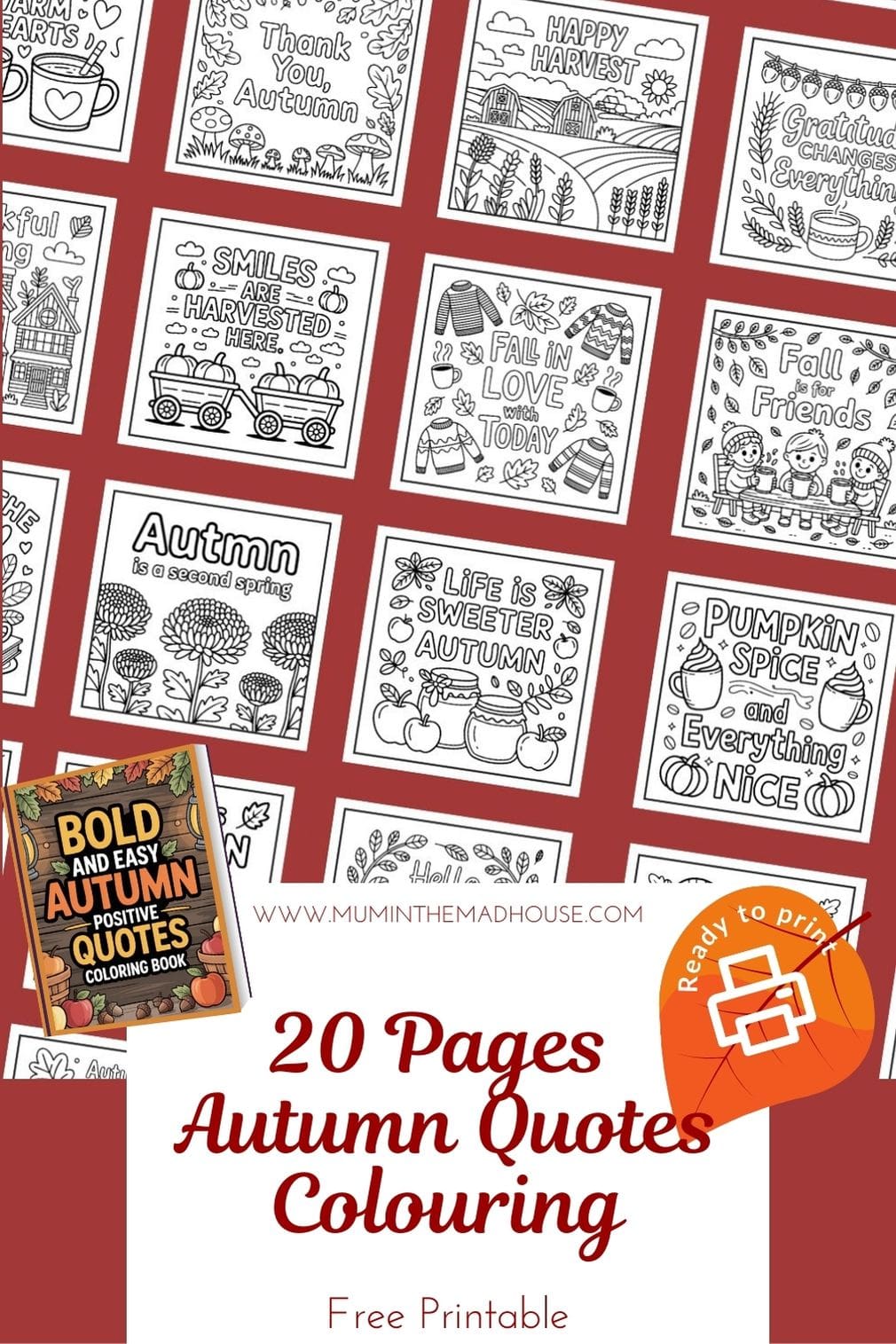 Free Autumn Quotes Colouring Pages – 20 Printable Fall Designs