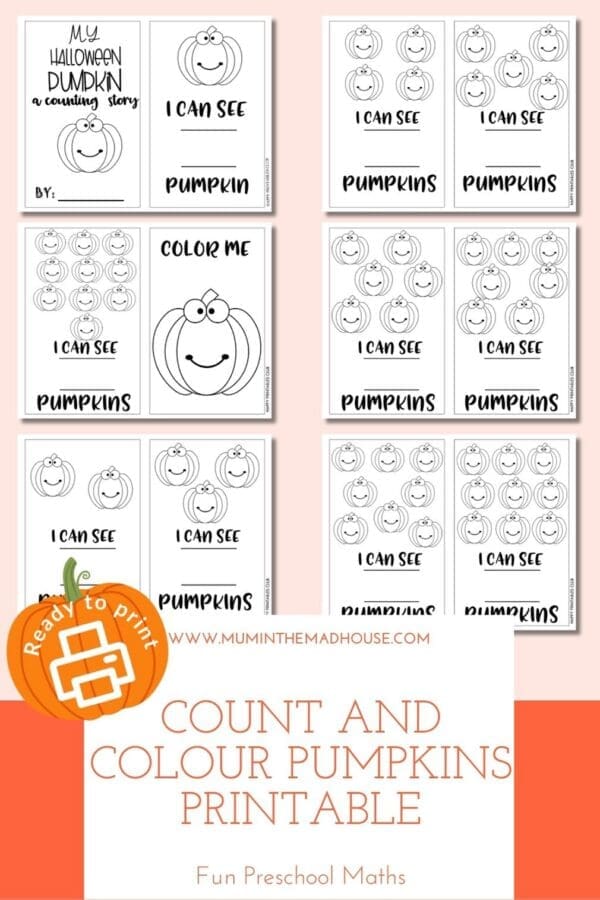 Count and Colour Pumpkins Worksheets – Free Halloween Printable for Kids