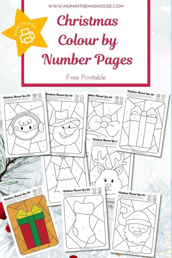 Free Christmas Colour by Number Pages for Kids – Fun Holiday Line Art ...
