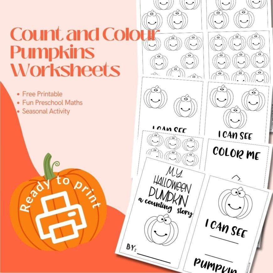 Count and Colour Pumpkins Worksheets – Free Halloween Printable for Kids