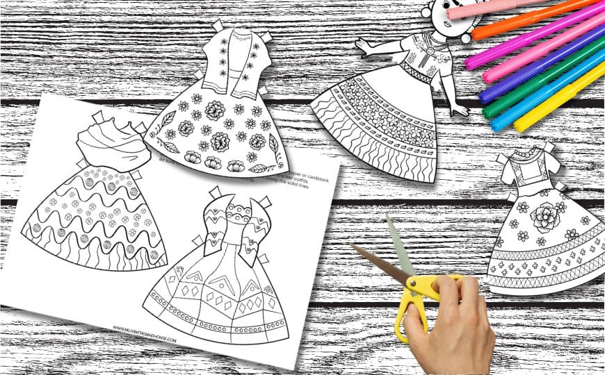 Free Frida Kahlo Paper Doll Printable to Colour & Cut