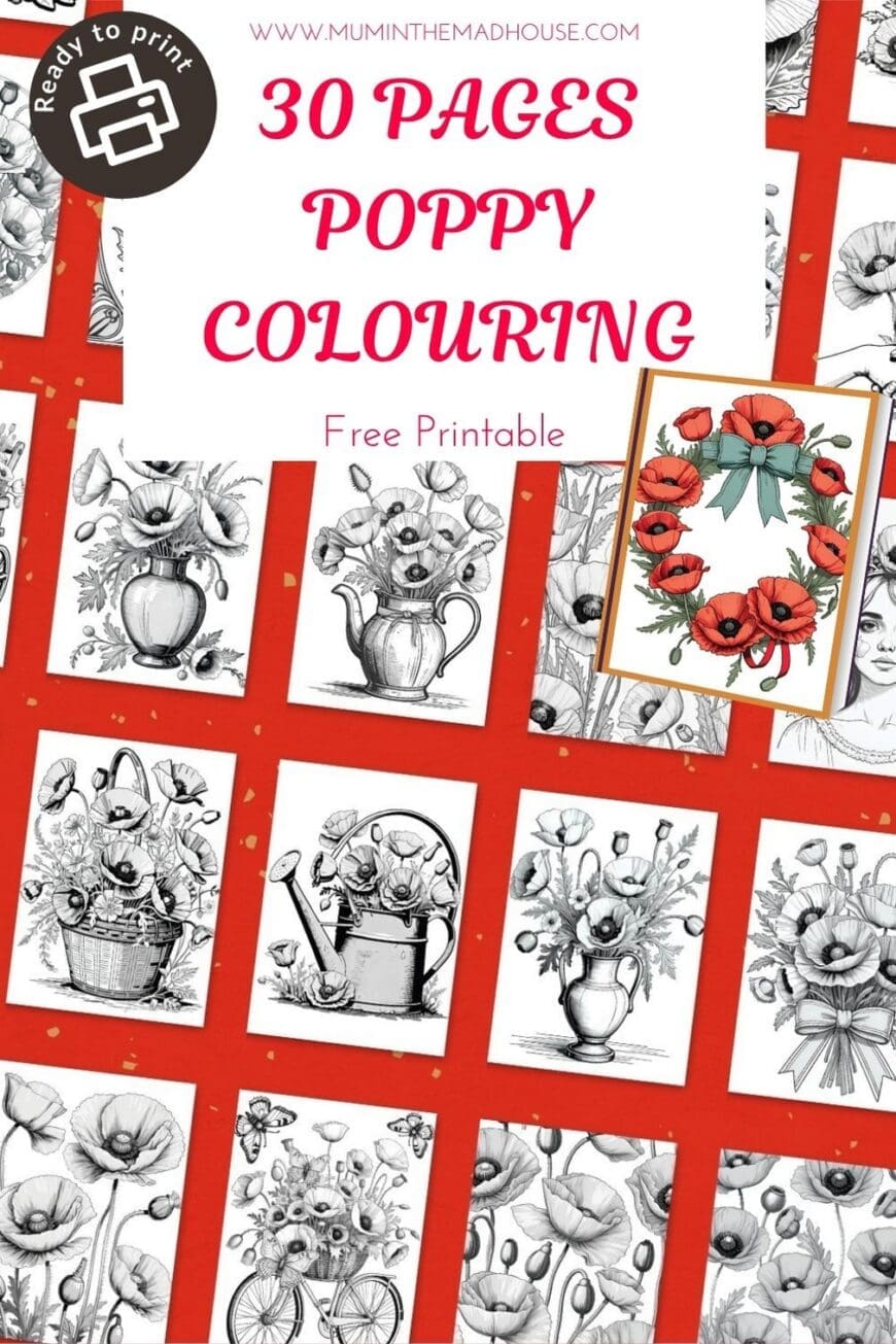 Free Poppy Colouring Pages for Teens & Adults – Remembrance Day Printable