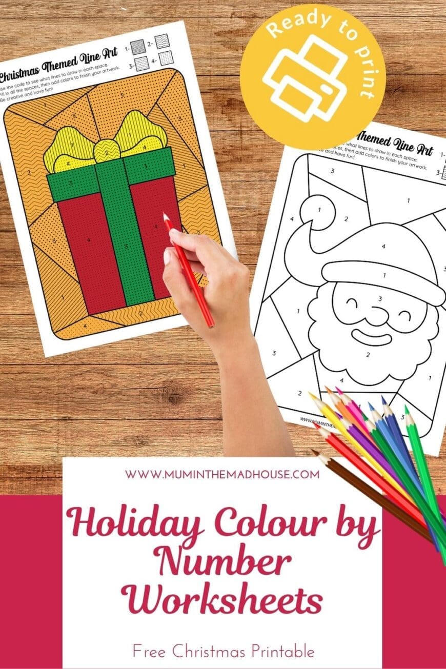 Free Christmas Colour by Number Pages for Kids – Fun Holiday Line Art ...