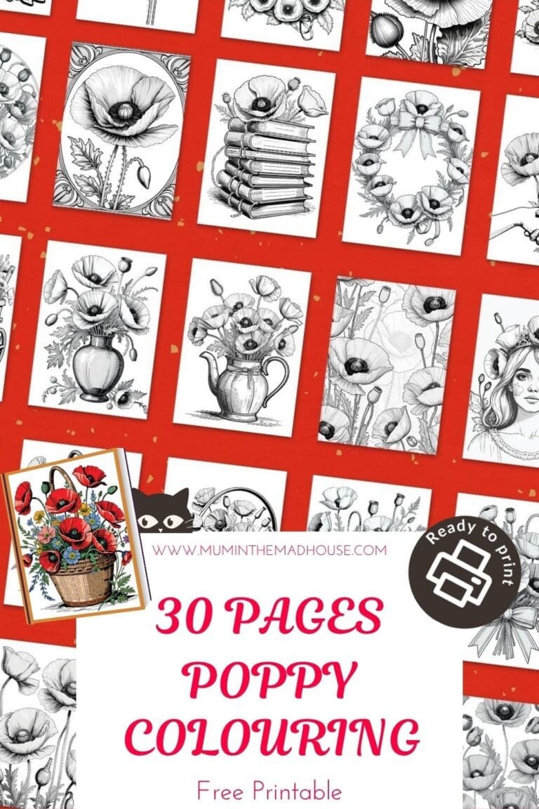 Free Poppy Colouring Pages for Teens & Adults – Remembrance Day Printable