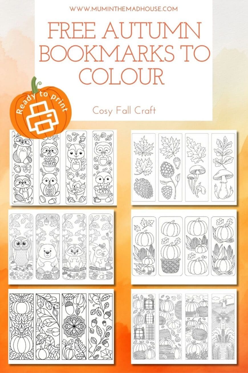 Free Autumn Bookmarks to Colour – Fun Printable for Kids