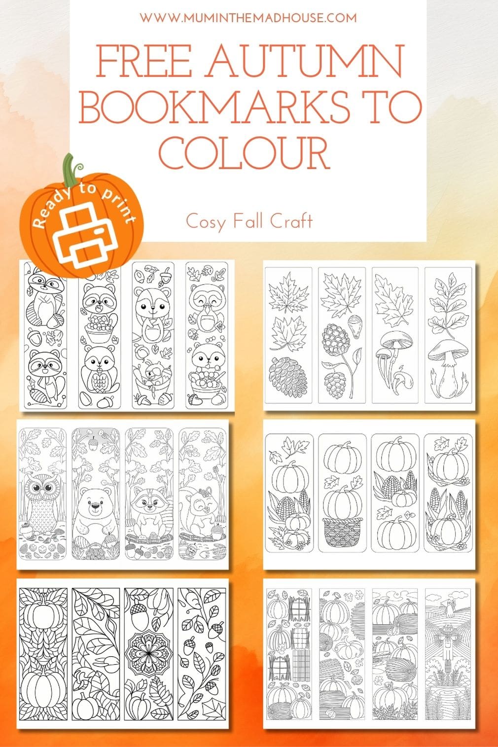 Free Autumn Bookmarks to Colour – Fun Printable for Kids