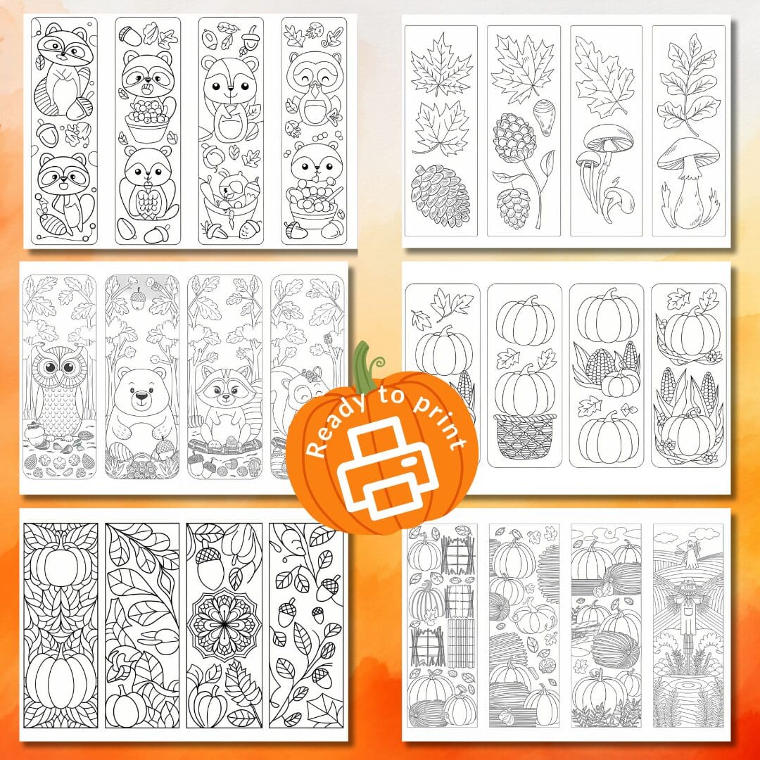 Free Autumn Bookmarks to Colour – Fun Printable for Kids