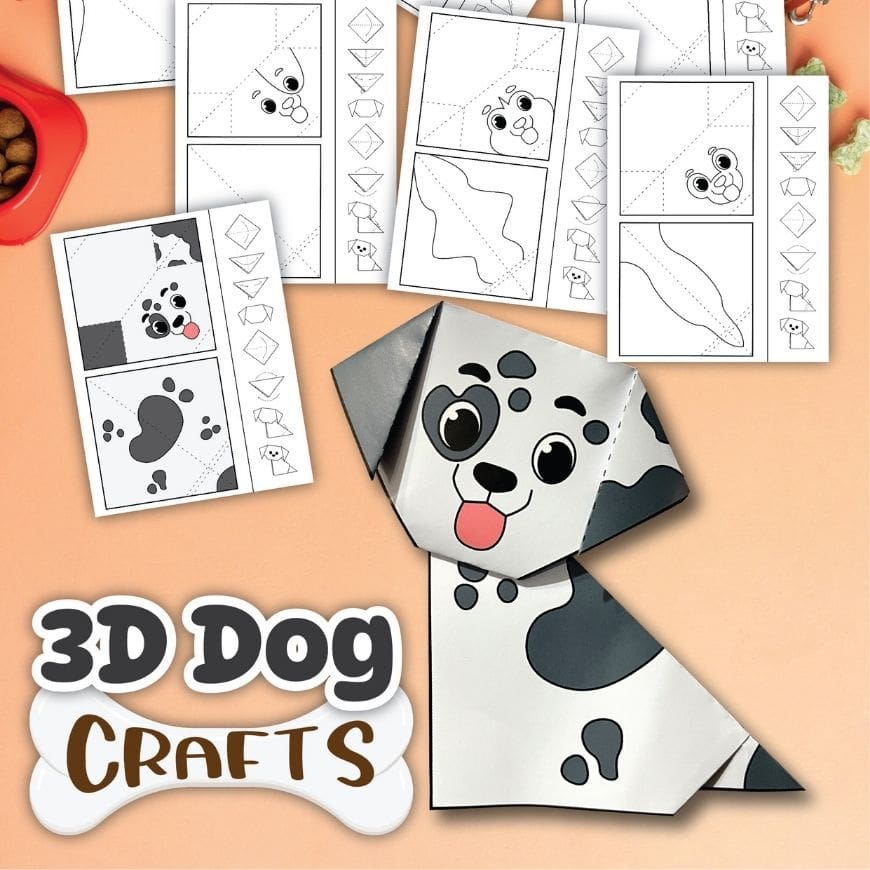 3D Dog Origami Craft – Free Printable Paper Dog for Kids