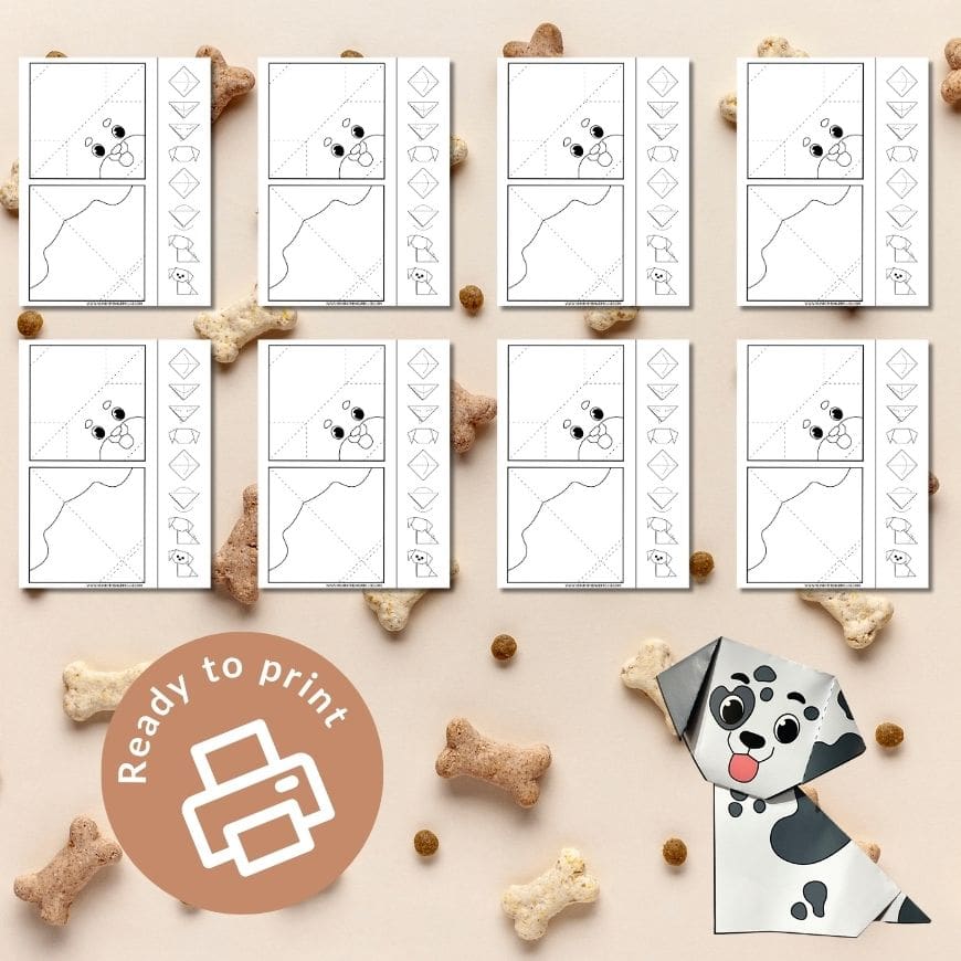 3D Dog Origami Craft – Free Printable Paper Dog for Kids