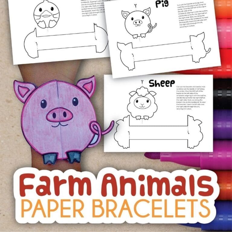 Free Farm Animal Paper Bracelets | Printable Farm Crafts for Kids