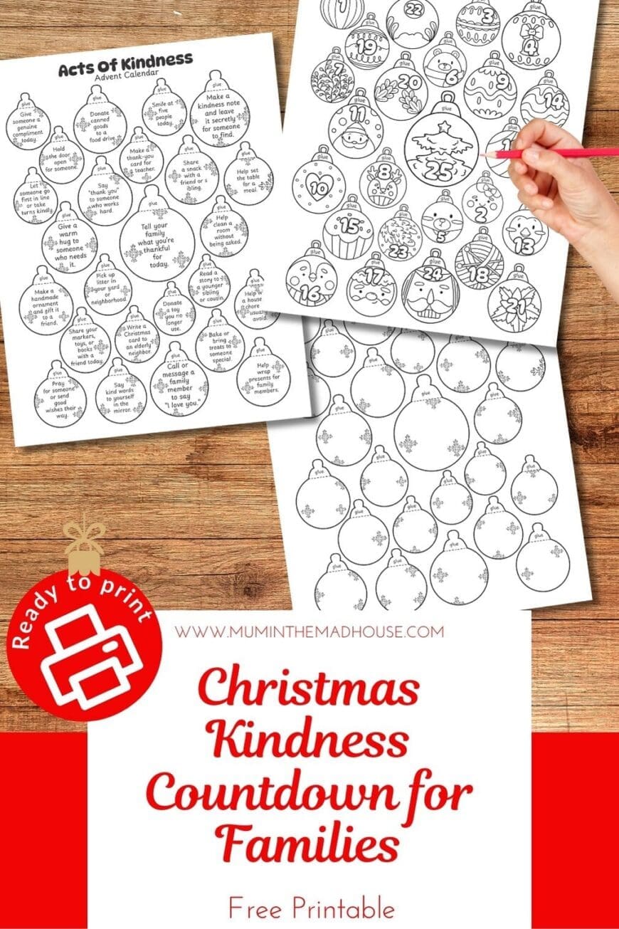 Free Acts of Kindness Advent Calendar Printable