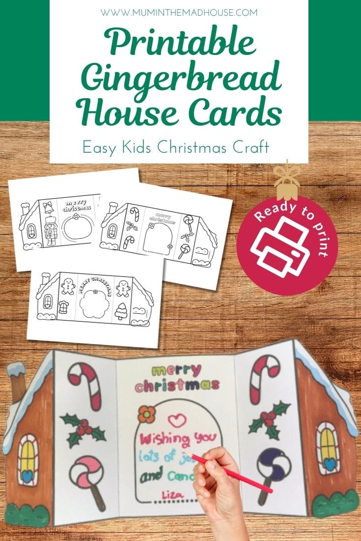 Free Gingerbread House Folding Christmas Cards to Colour