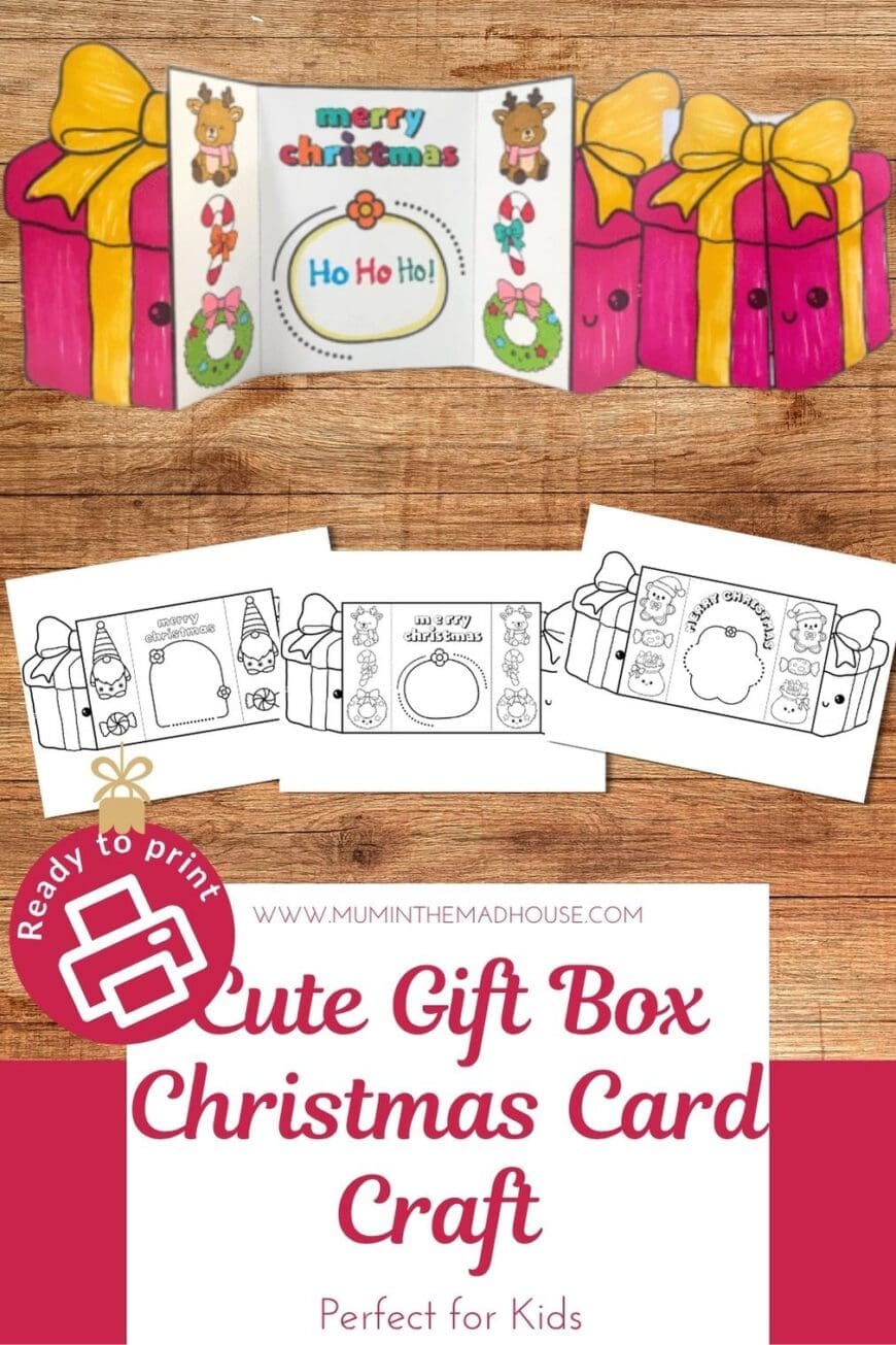 Free Christmas Present Folding Cards to Colour