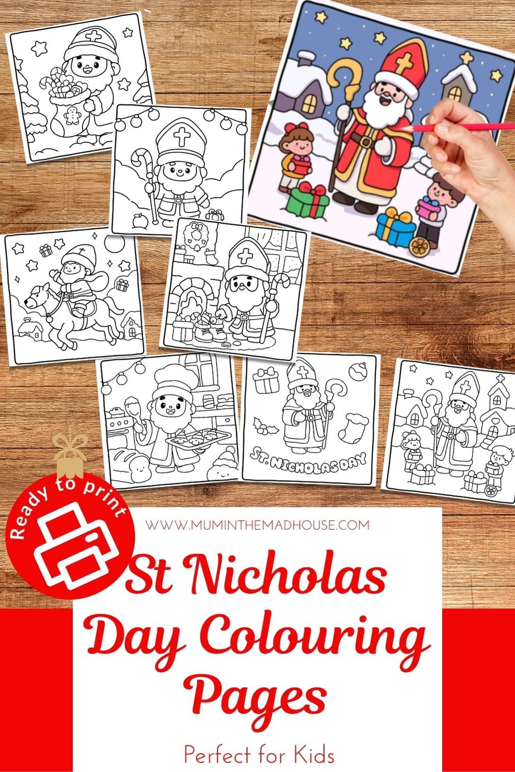 Free St Nicholas Day Colouring Pages for Kids (Printable)