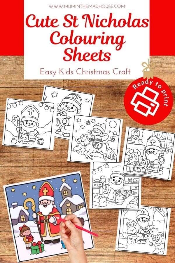 Free St Nicholas Day Colouring Pages for Kids (Printable)