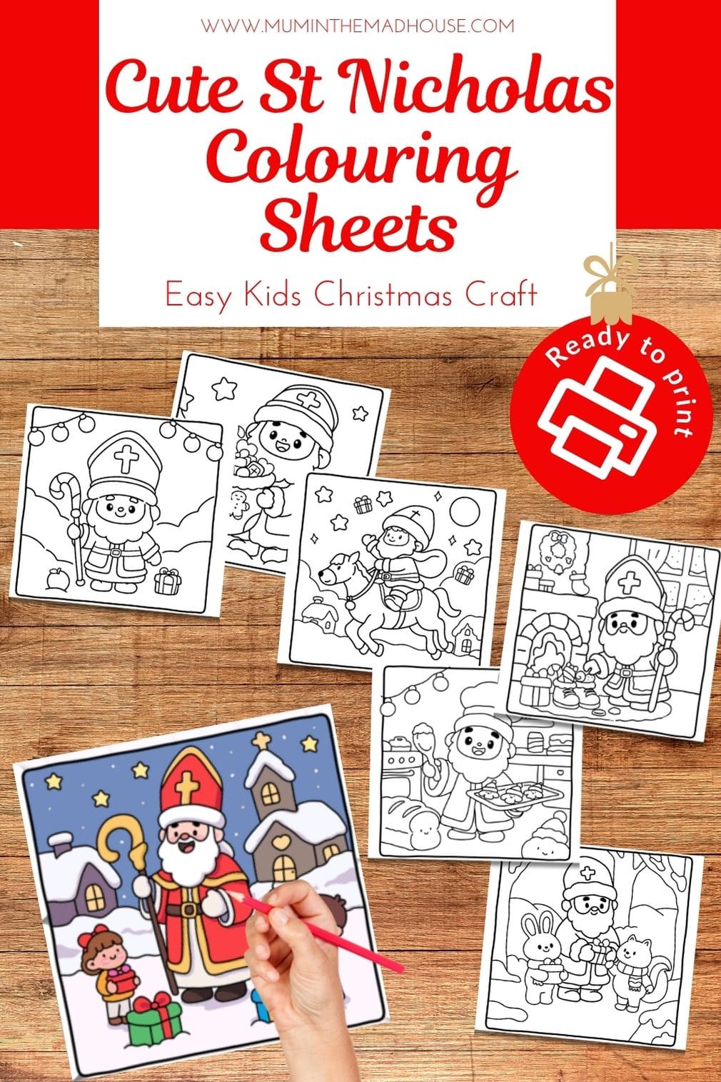 Free St Nicholas Day Colouring Pages for Kids (Printable)