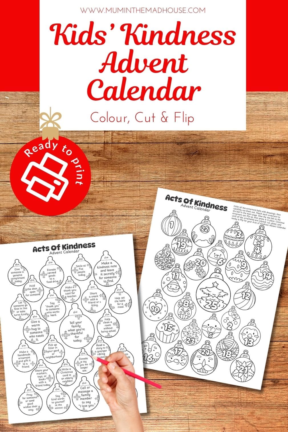 Free Acts of Kindness Advent Calendar Printable