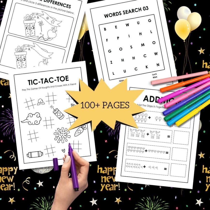 Free Happy New Year Activity Book for Kids (Ages 4–8)