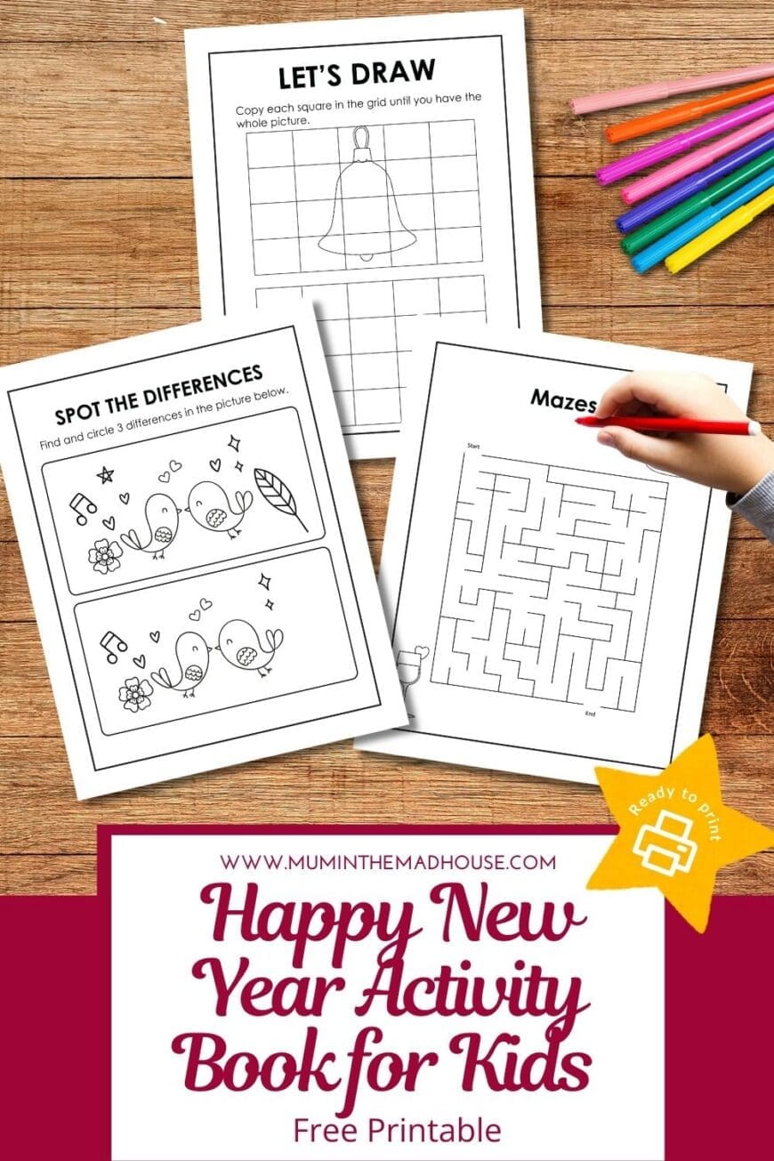 Free Happy New Year Activity Book for Kids (Ages 4–8)