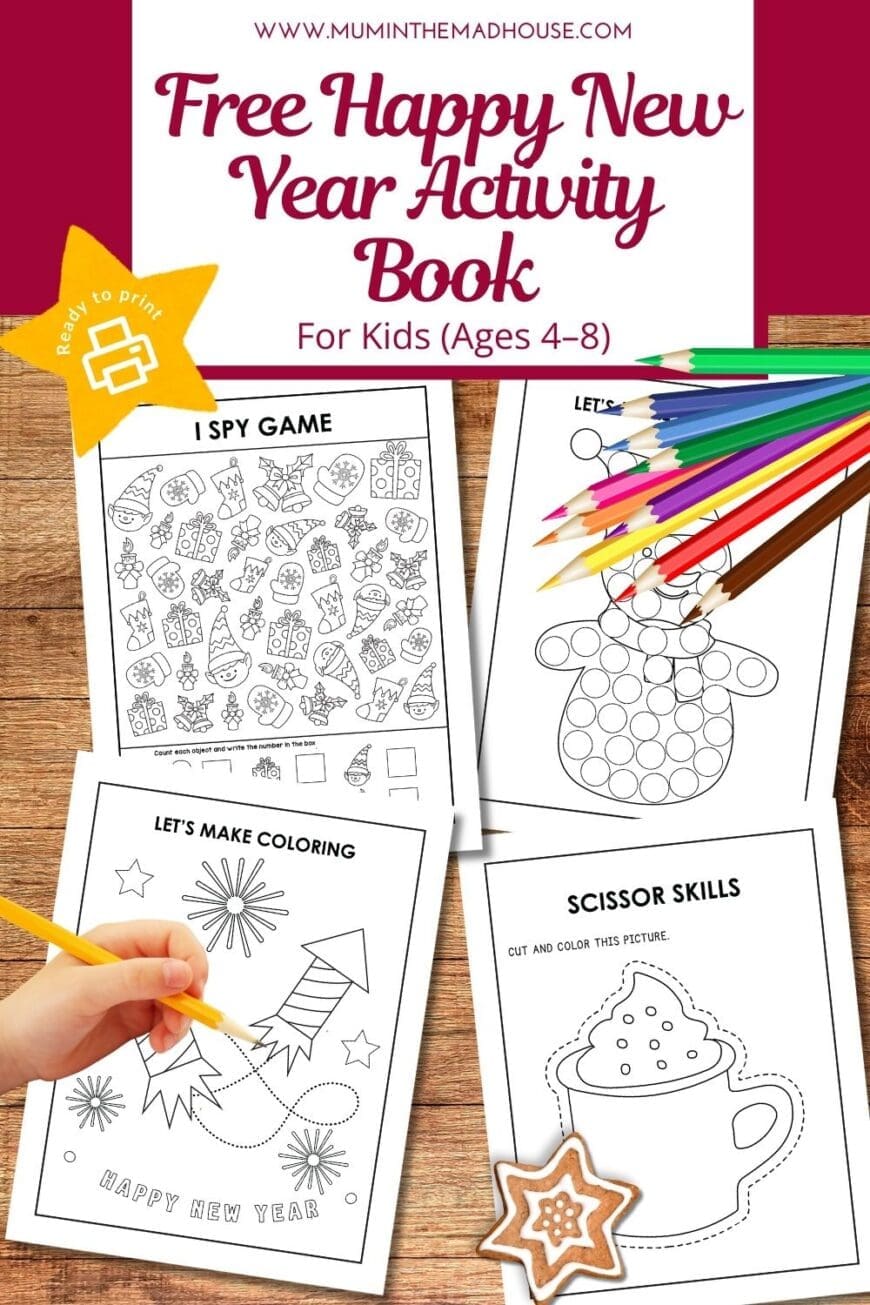 Free Happy New Year Activity Book for Kids (Ages 4–8)