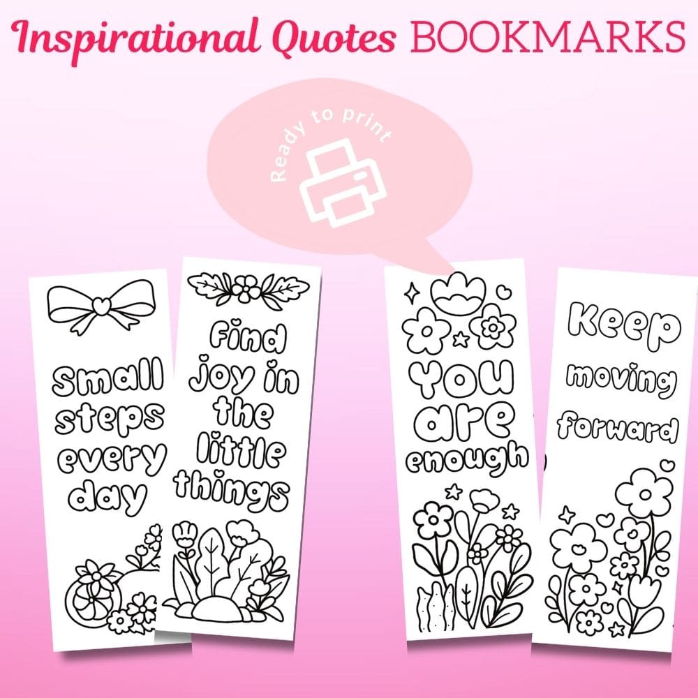 Free Inspirational Quote Bookmarks to Colour for Kids & Adults