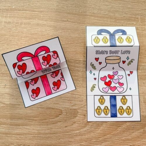 Free Printable Valentine’s Day Surprise Cards for Kids (Colour-In Craft)