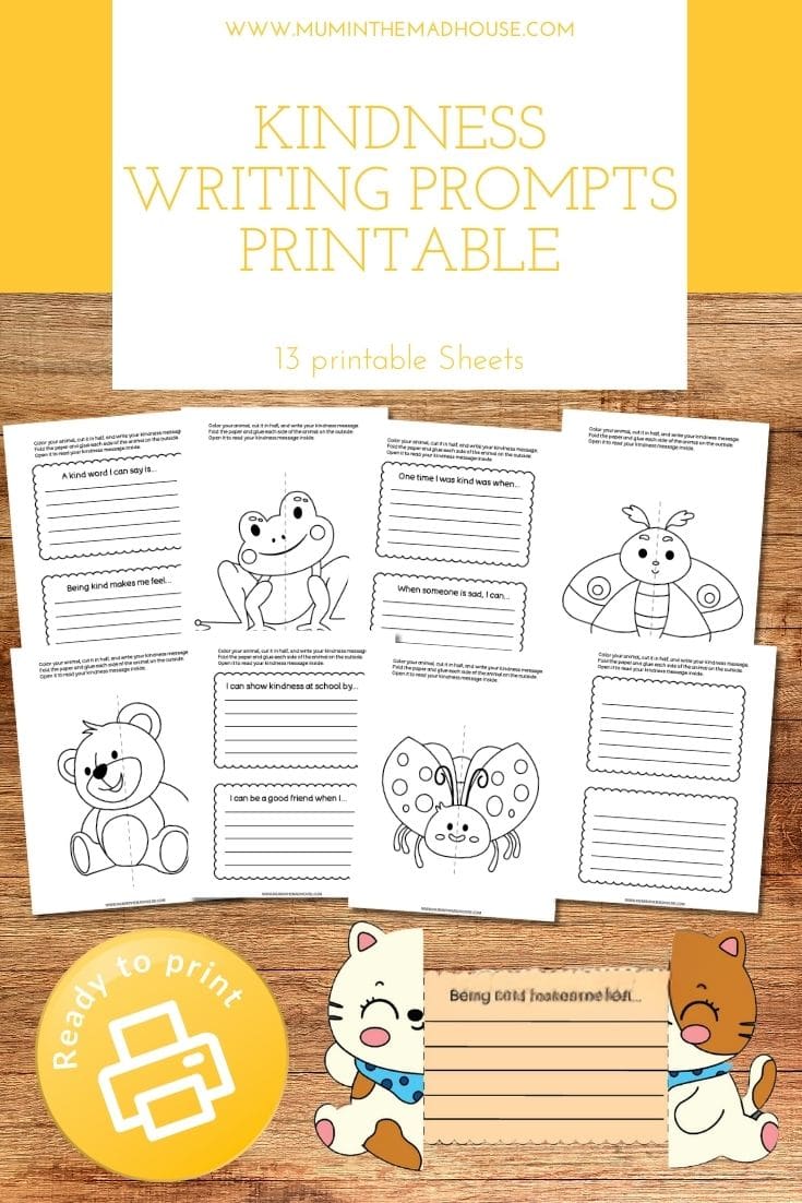 Kindness Writing Prompts Printable for Kids | Fun SEL Activity