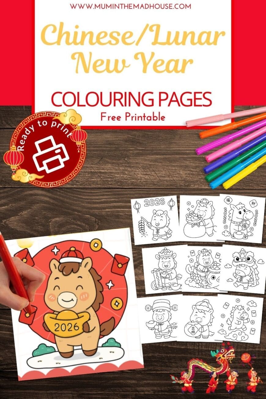 Chinese New Year 2026 Colouring Printables for Kids (Bold Pages + Mini ...