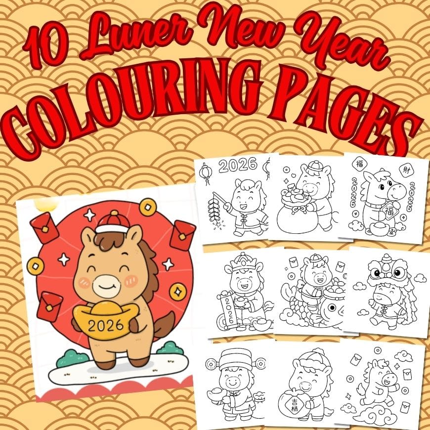 Chinese New Year 2026 Colouring Printables for Kids (Bold Pages + Mini ...