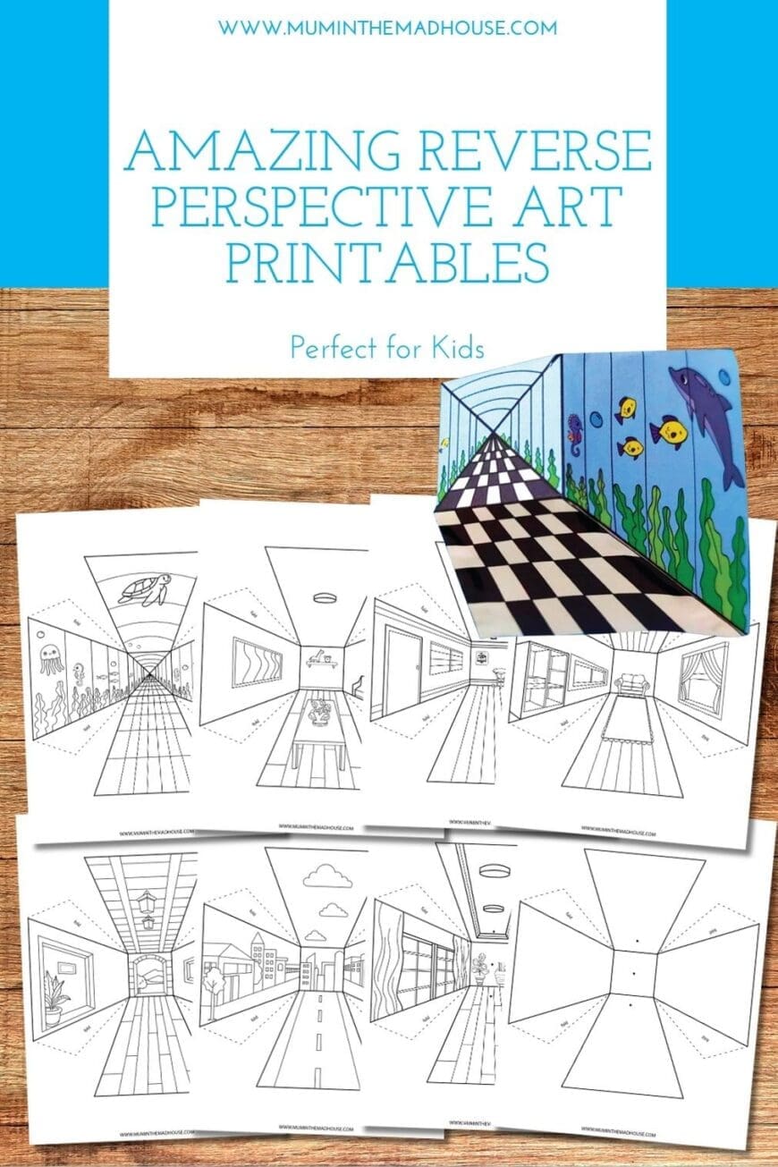 Free Reverse Perspective Art Printable for Kids | 3D Optical Illusion Craft