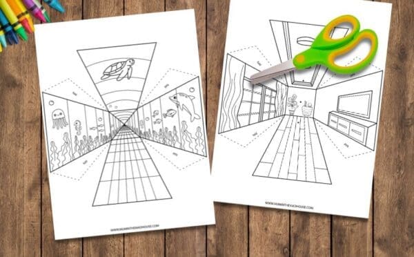 Free Reverse Perspective Art Printable for Kids | 3D Optical Illusion Craft
