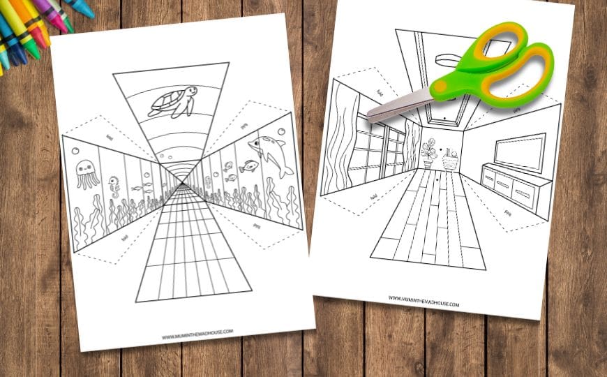 Free Reverse Perspective Art Printable for Kids | 3D Optical Illusion Craft