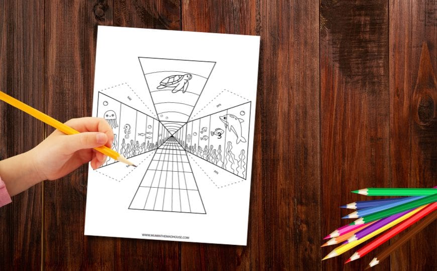 Free Reverse Perspective Art Printable for Kids | 3D Optical Illusion Craft